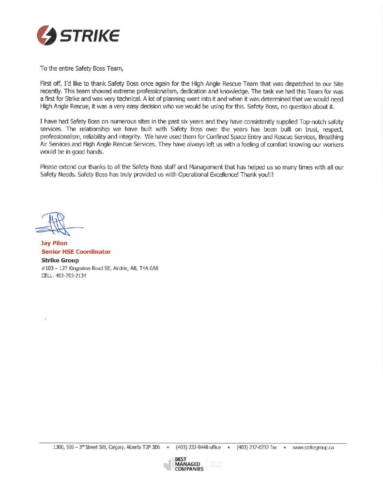 Strike Group Letter October 2019 – Safety Services – Safety Boss